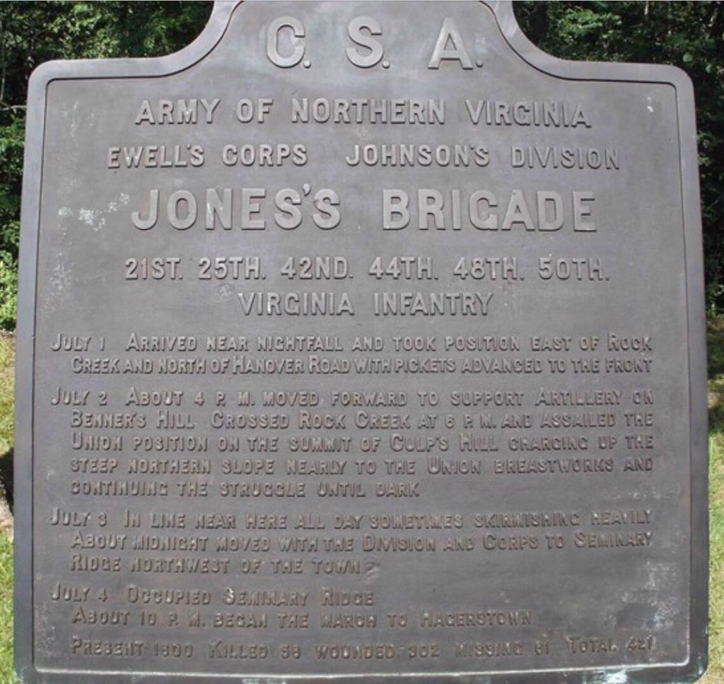 Jones Brigade Plaque, Gettysburg Pennsylvania | Civil War Arsenal